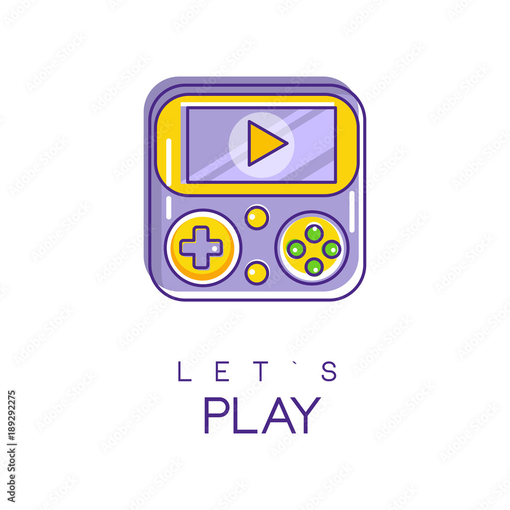 Nintendo game logo in line style with purple and yellow fill. Digital ...