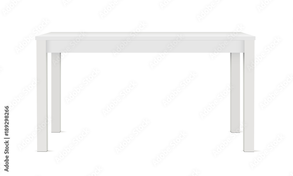 Blank rectangular table mockup, isolated on white background - front ...