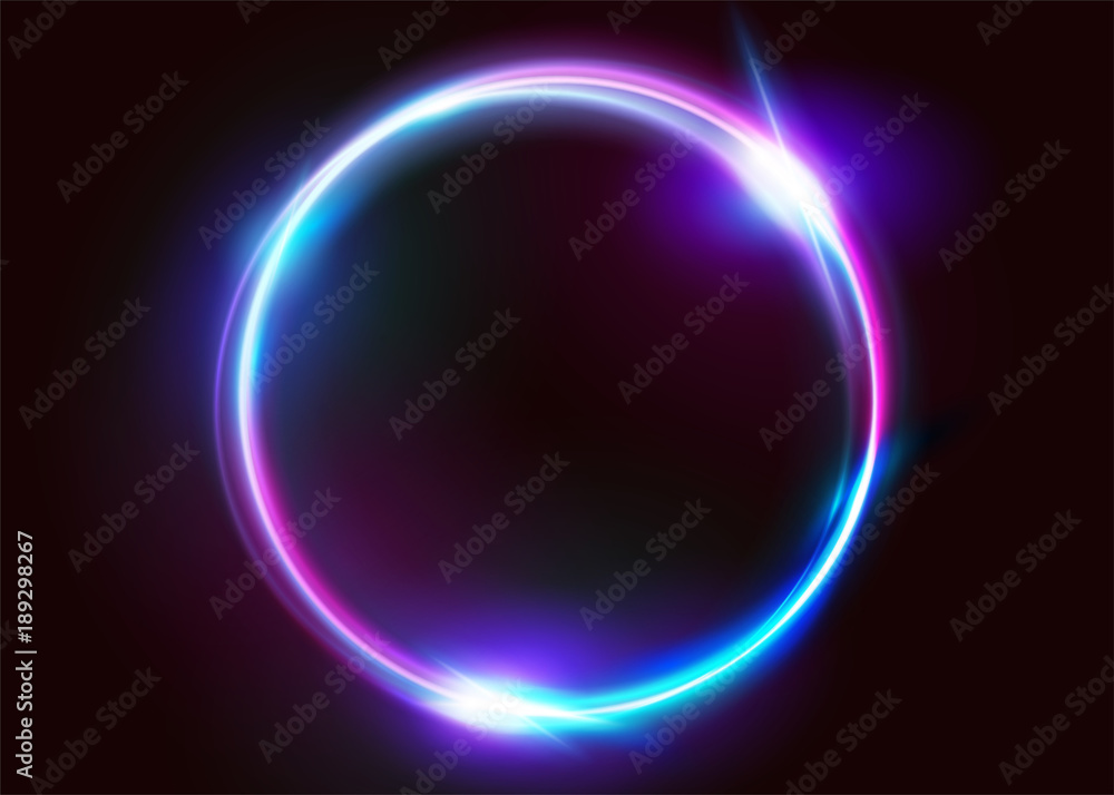Vector Vibrant Neon Circle with Glow. Modern Round Frame with Empty ...