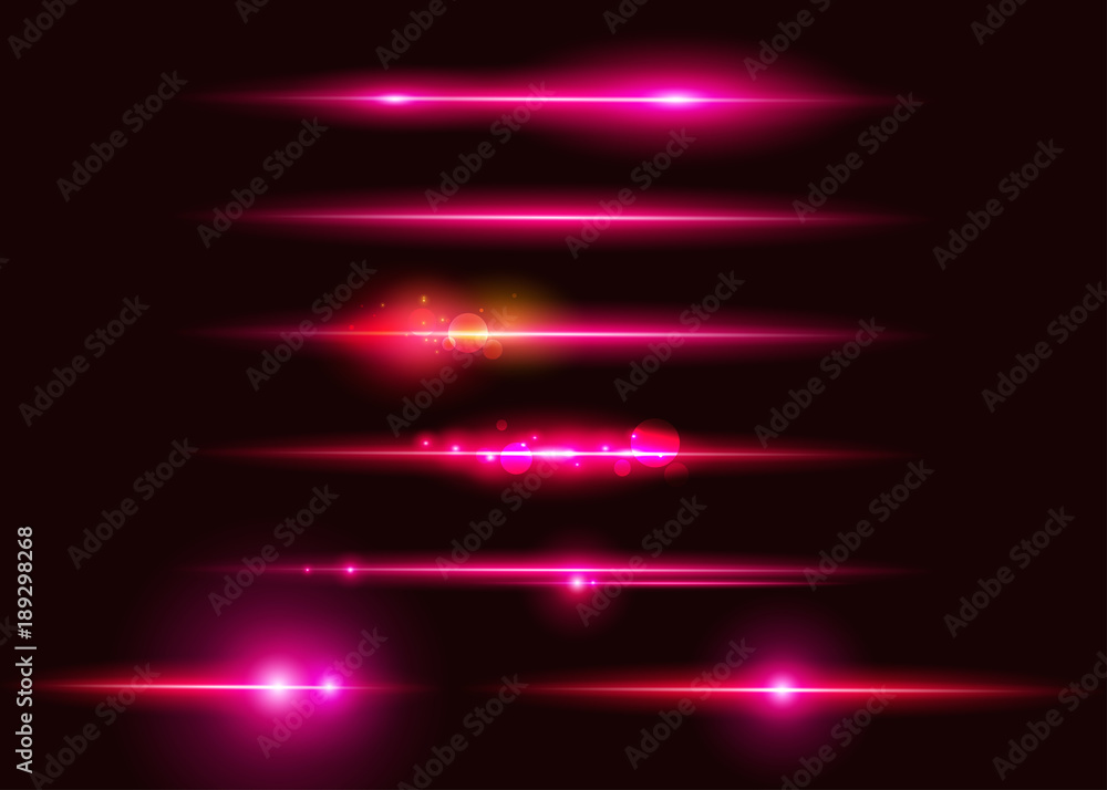 Set of Vector Glowing Neon Light Effects. Abstract Pink Line with ...