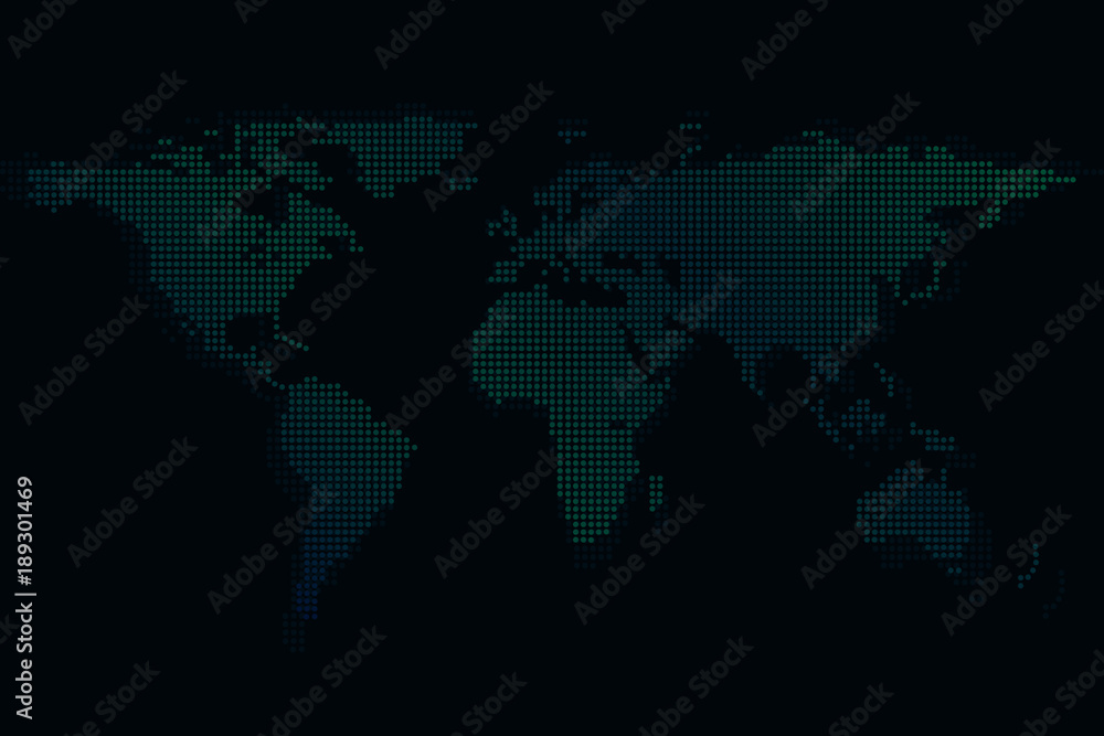 Dotted world map Dark blue map of the earth from the points.High tech ...