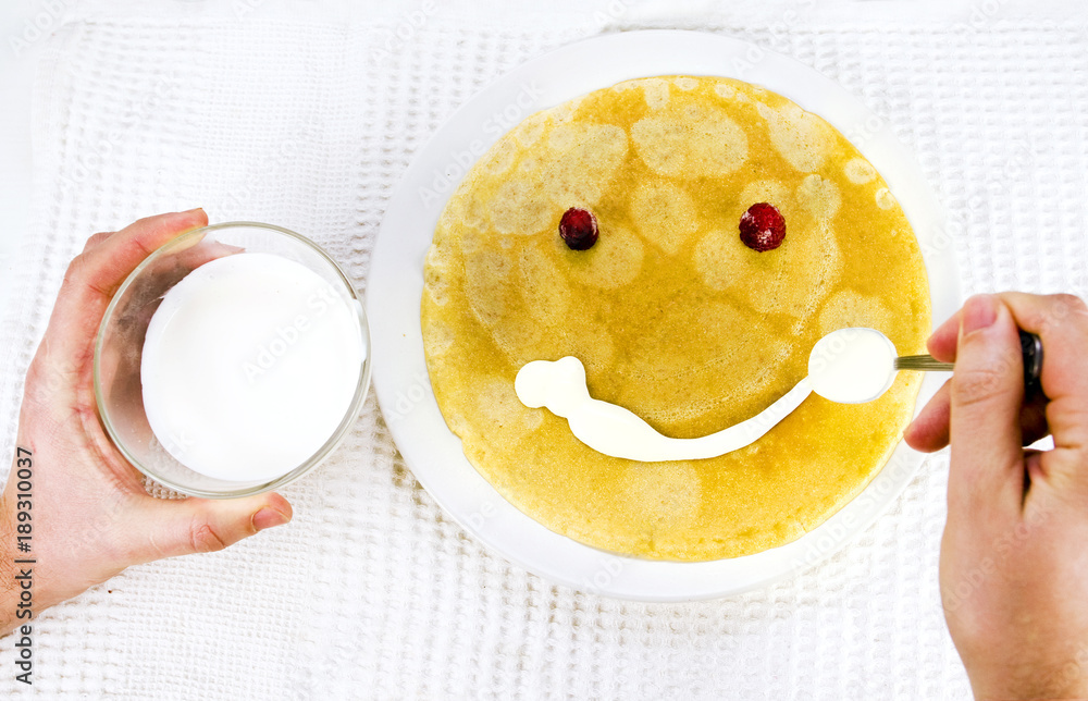 smiley with pancake Stock Photo | Adobe Stock