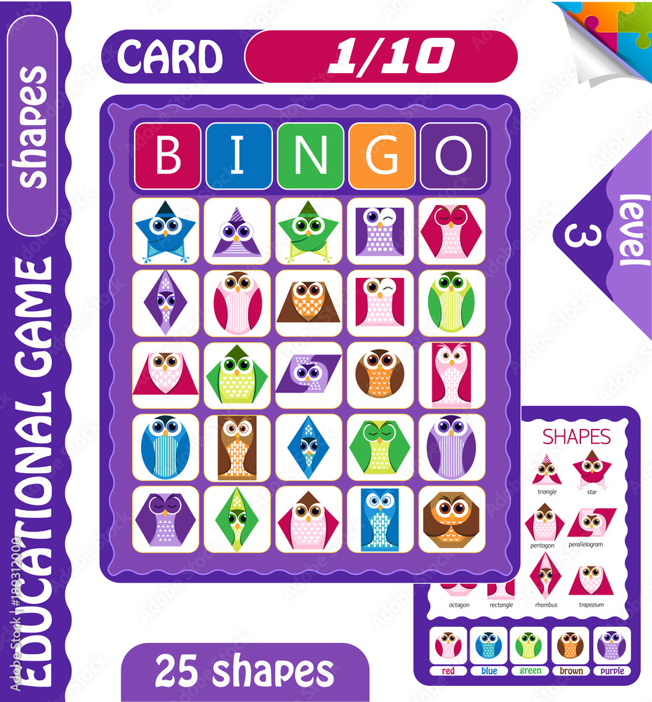 owls Bingo shapes 1 Stock Vector | Adobe Stock