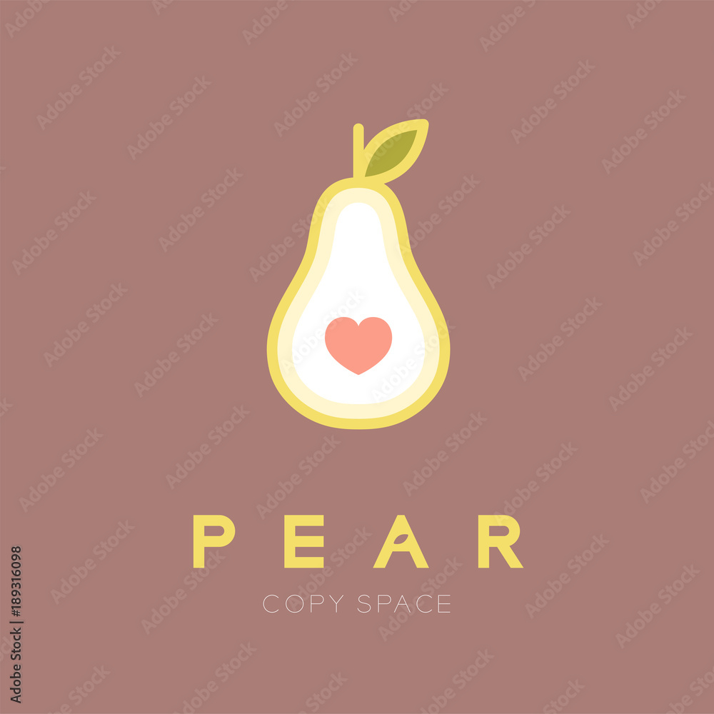 Pear fruit with heart logo icon set design illustration isolated on ...