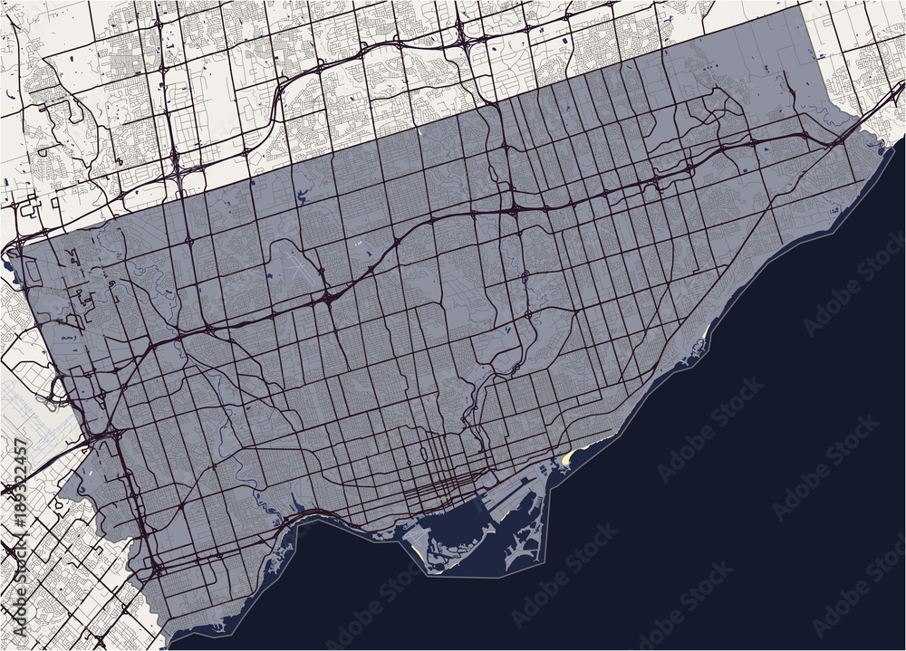 vector map of the city of Toronto, Canada Stock Vector | Adobe Stock