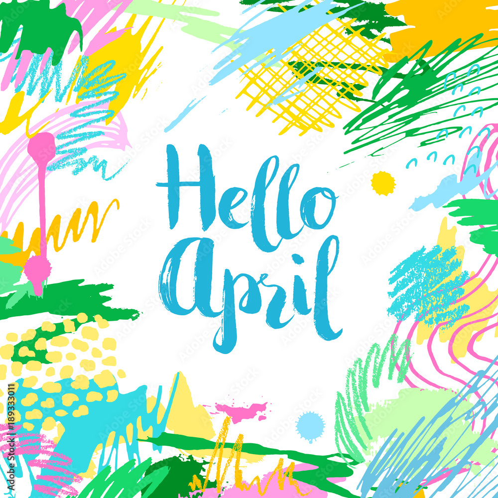 Colorful artistic creative card with lettering. Hand drawn modern ...