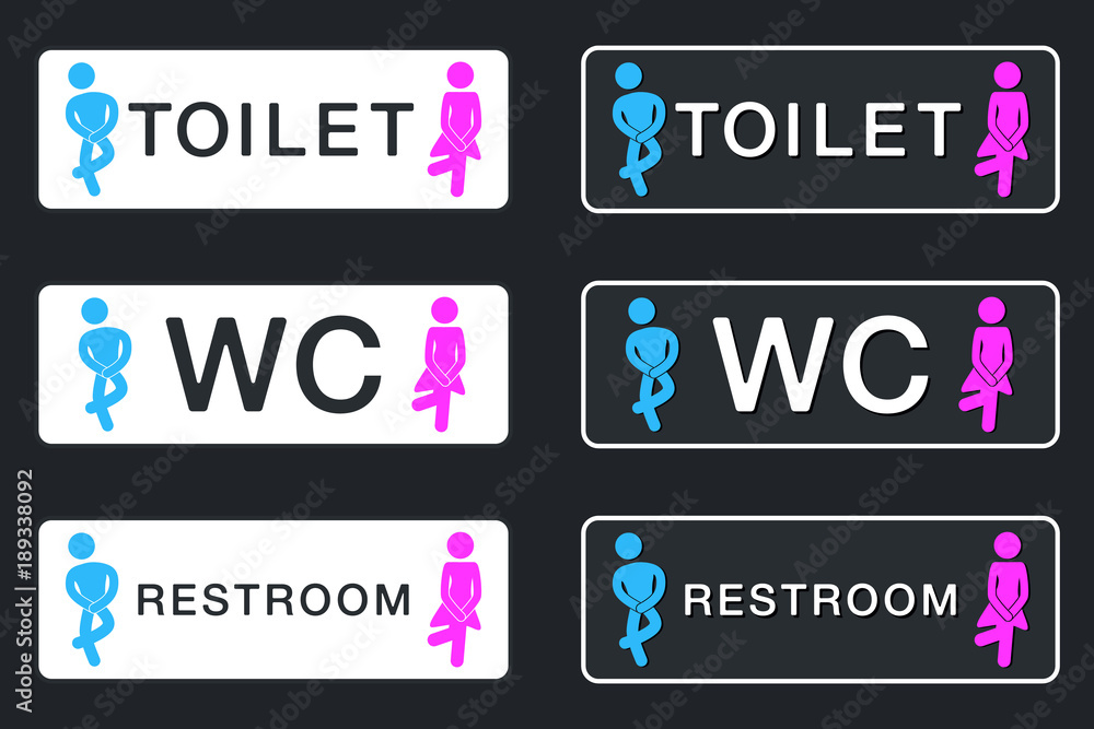 WC Sign for Restroom. Toilet Door Plate icons. Men and Women Vector ...