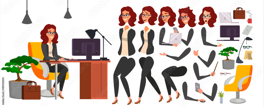 Business Woman Character Vector. Working Female Girl Boss. Office. Girl ...