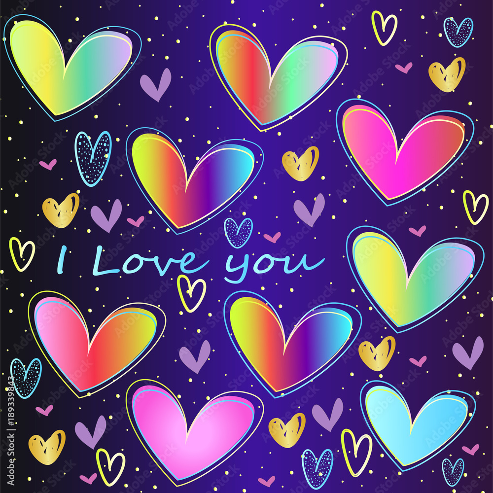 Neon Rainbow Hearts