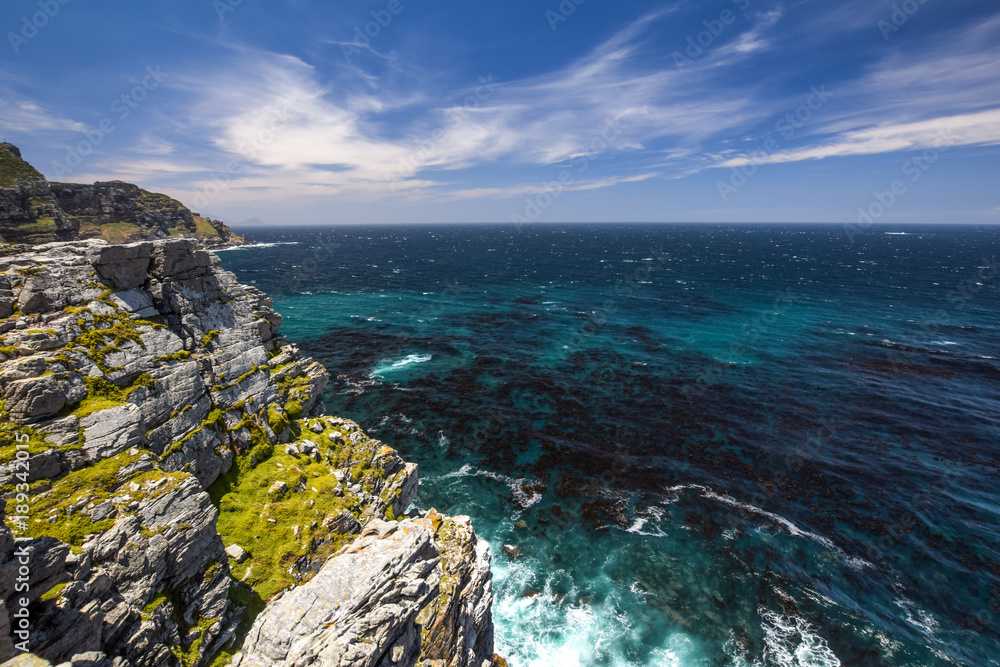 Beautiful ocean view at the Cape Of Good Hope at the southern tip of ...