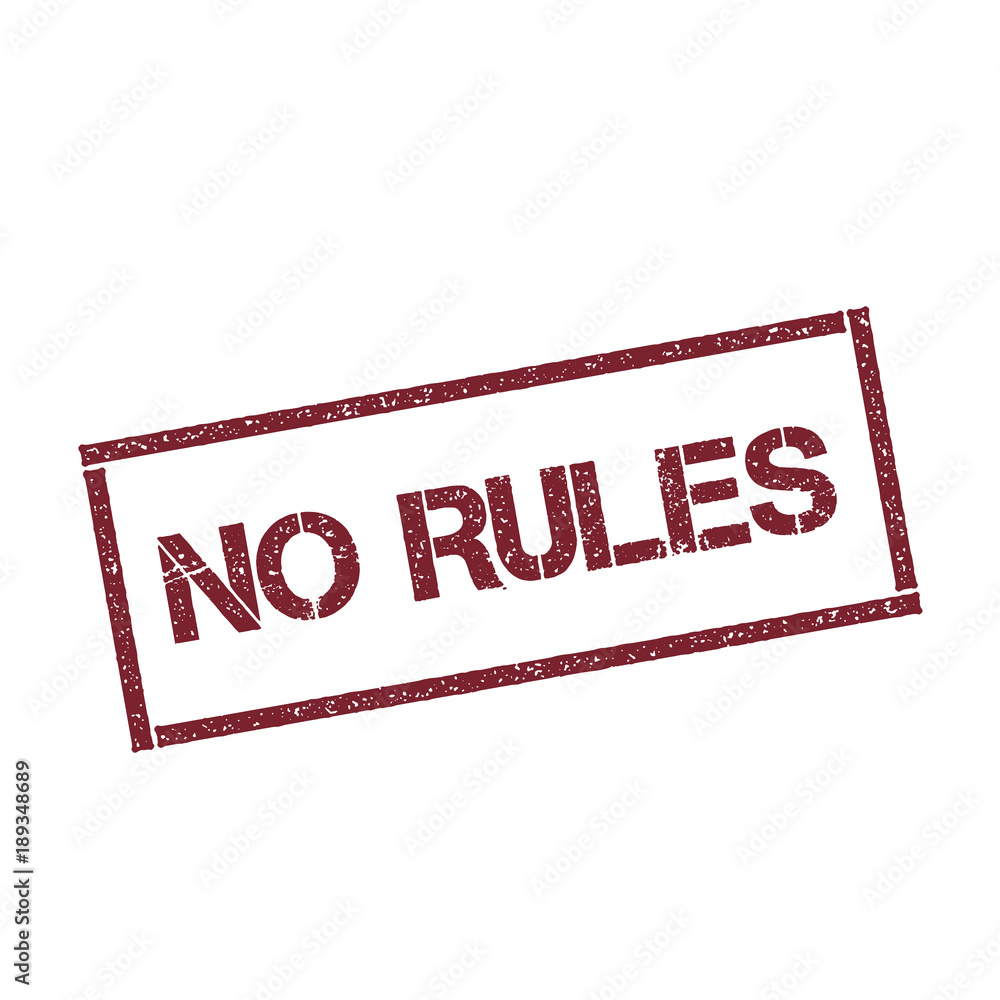 No rules rectangular stamp. Textured red seal with text isolated on ...