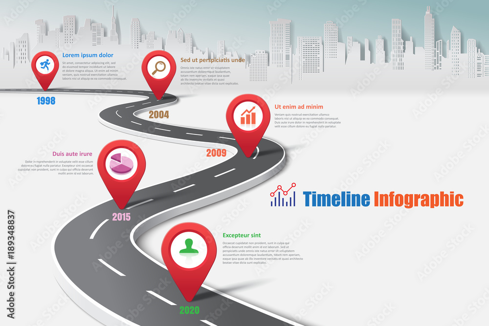 Business road map timeline infographic city expressway designed for ...