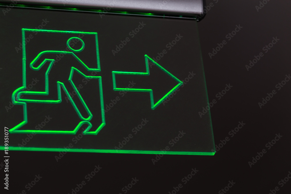 emergency exit sign in the building business way out solution concept ...