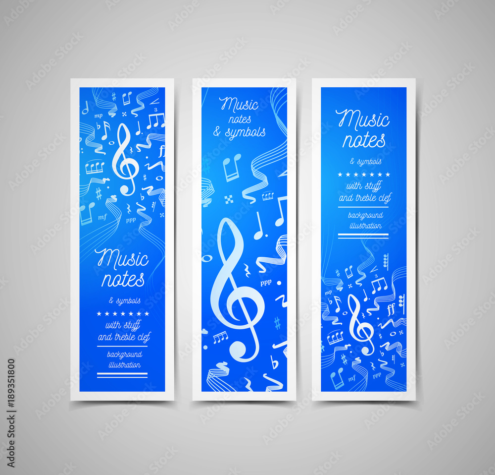 Musical staves illustration with music notes and symbols Stock ...