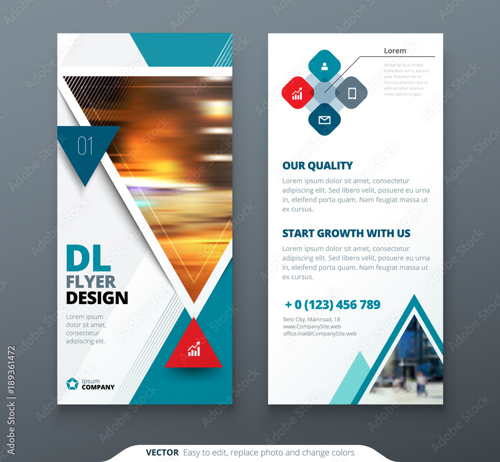 DL Flyer design. Teal template dl flyer banner. Layout with modern ...