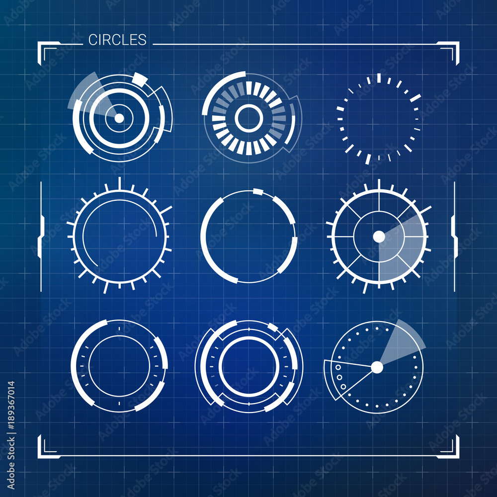 Futuristic Ui Circle Elements Set Stock Vector | Adobe Stock