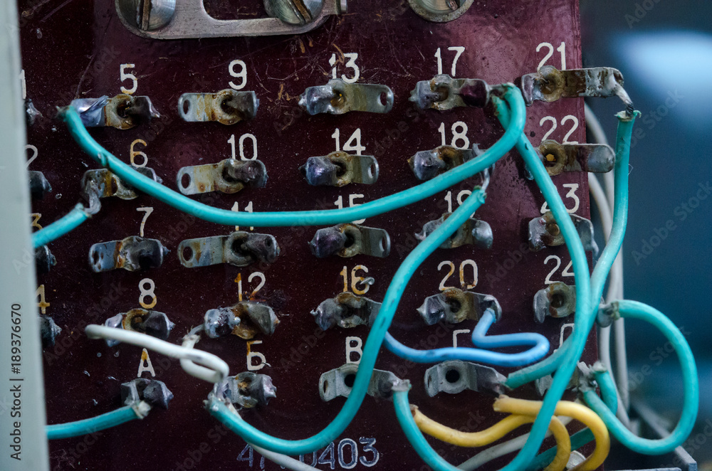 Fotografia do Stock: A number of modular contactors, cable channel and ...