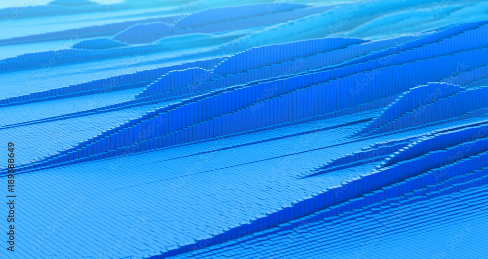 Abstract macro render structure made of millions particles. Blue ...