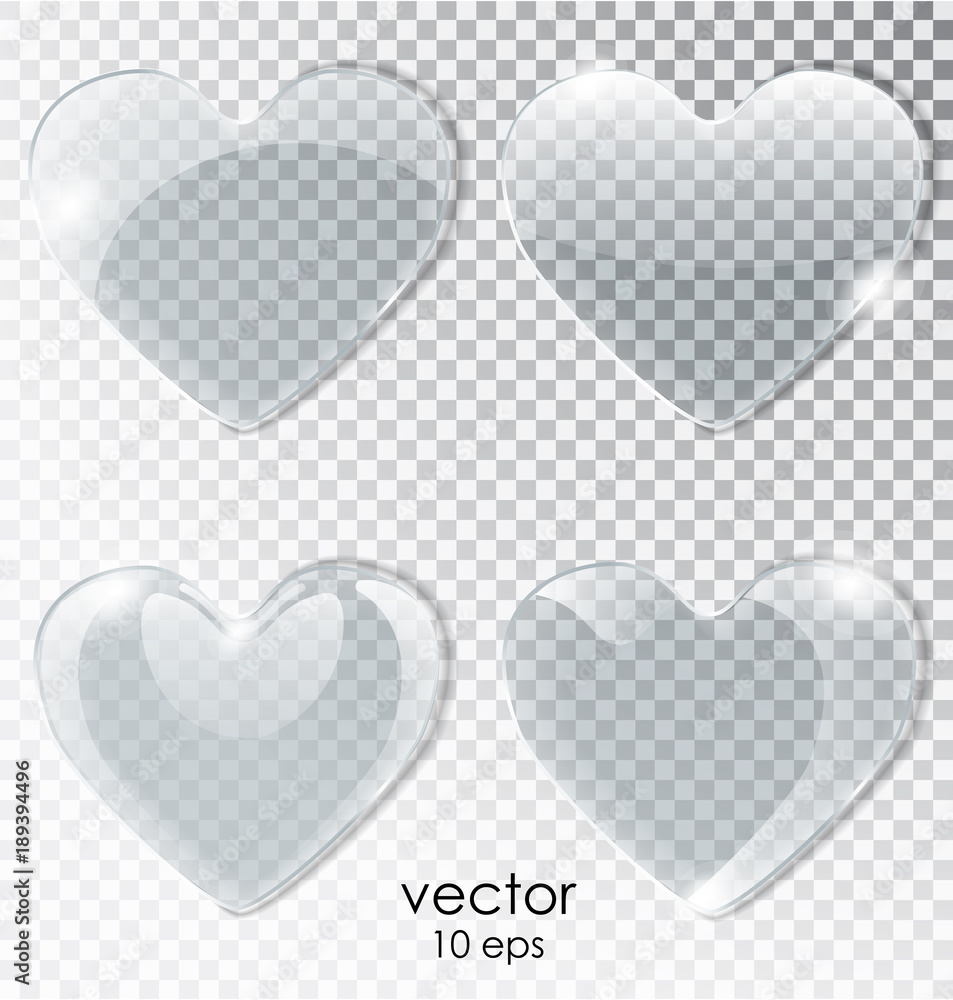 Heart of glass plate with a transparent background. Realistic flat ...