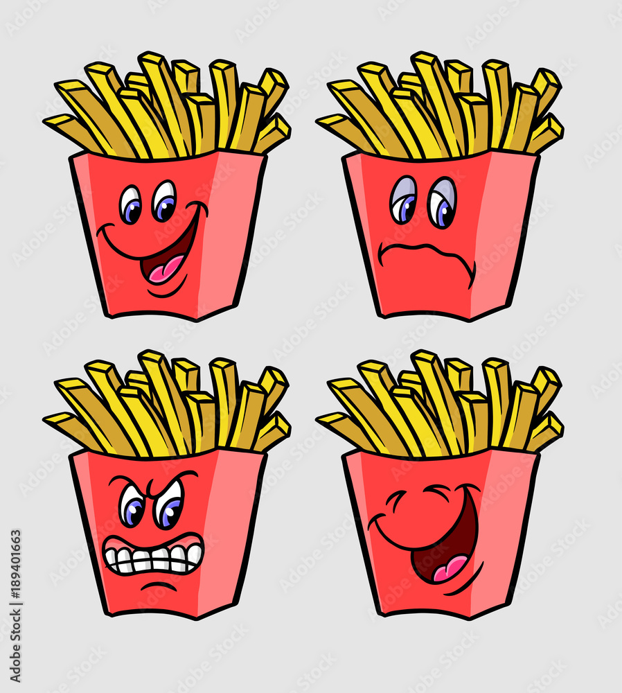 Friend fries emoticon icon expression cartoon character, good use for ...