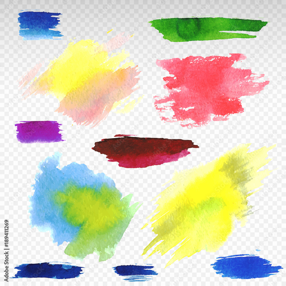 Set of abstract colorful watercolor vector illustration. Isolated on ...