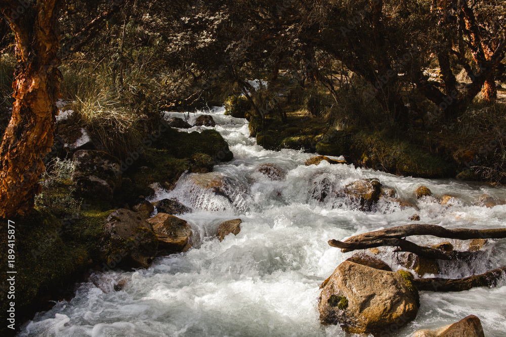 River Santa Cruz Trek, Huascaran National Park in the Andes of Peru ...