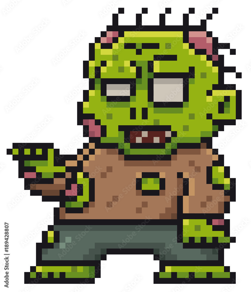 Vector illustration of Cartoon Zombie - Pixel design Stock Vector ...