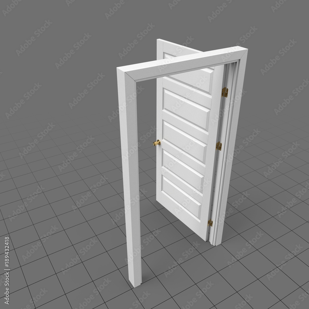 Open door with round doorknob Stock 3D asset | Adobe Stock