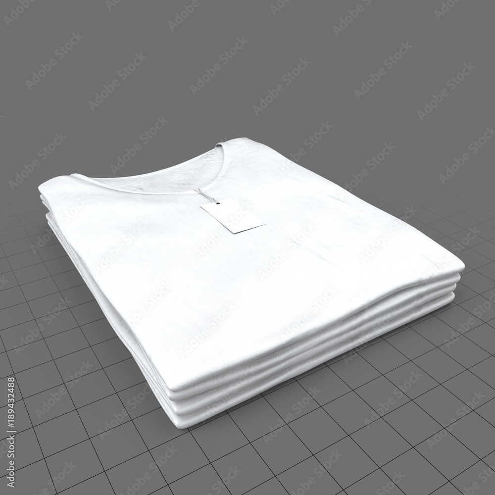 Stack of folded crew neck shirts with tags (womens) Stock 3D asset ...