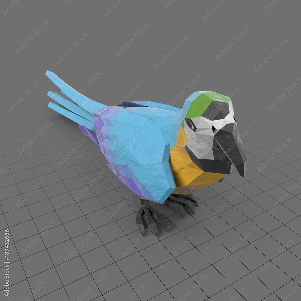 Stylized blue parrot standing Stock 3D asset | Adobe Stock