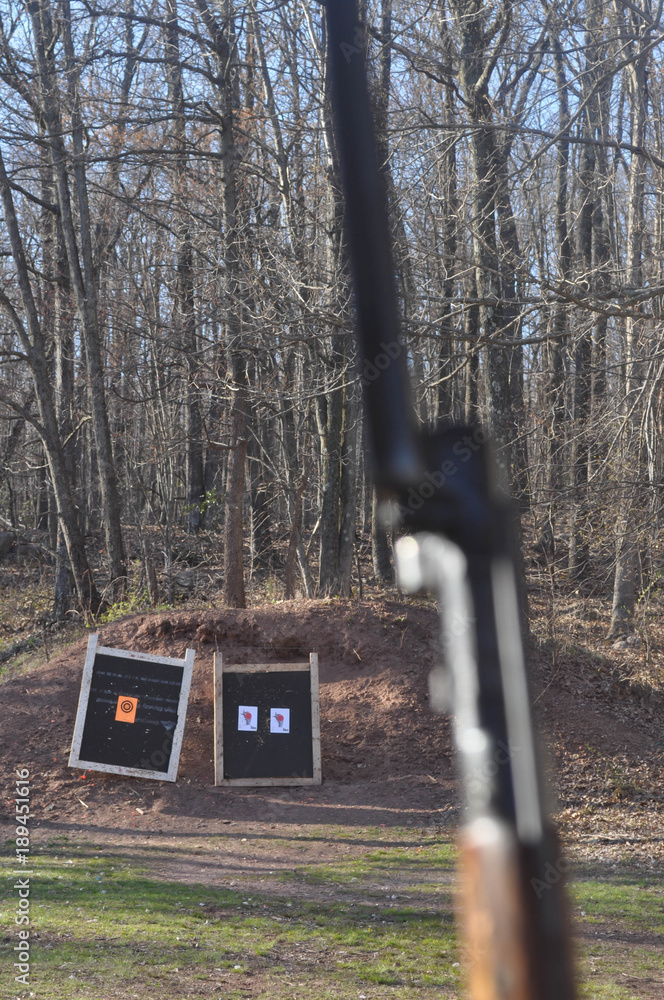 Foto de Mosin Nagant Rifle with a Bayonet at a Gun Shooting Range do ...