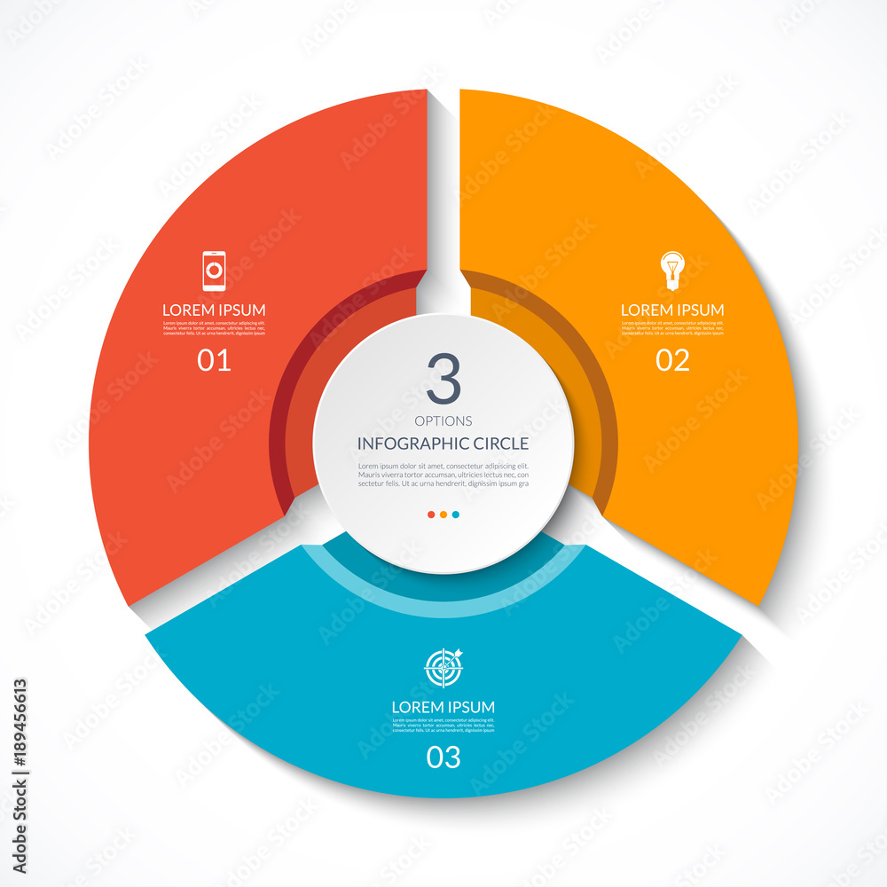 Infographic circle. Process chart. Vector diagram with 3 options. Can ...