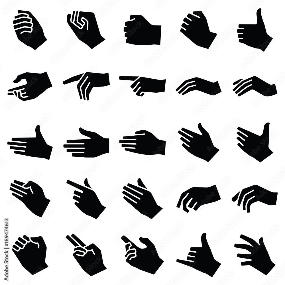 Hand icon collection - vector silhouette illustration Stock Vector ...
