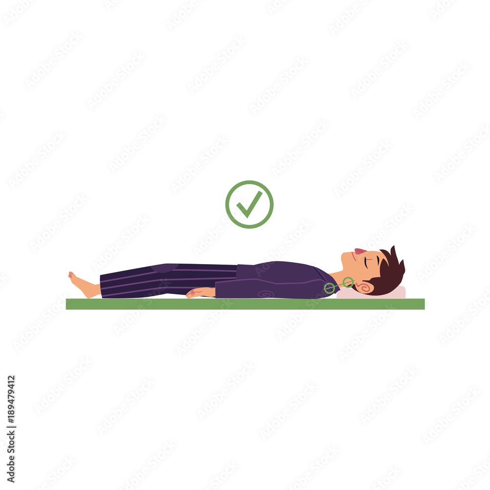 Vecteur Stock Side view portrait of man lying on his back in healthy ...