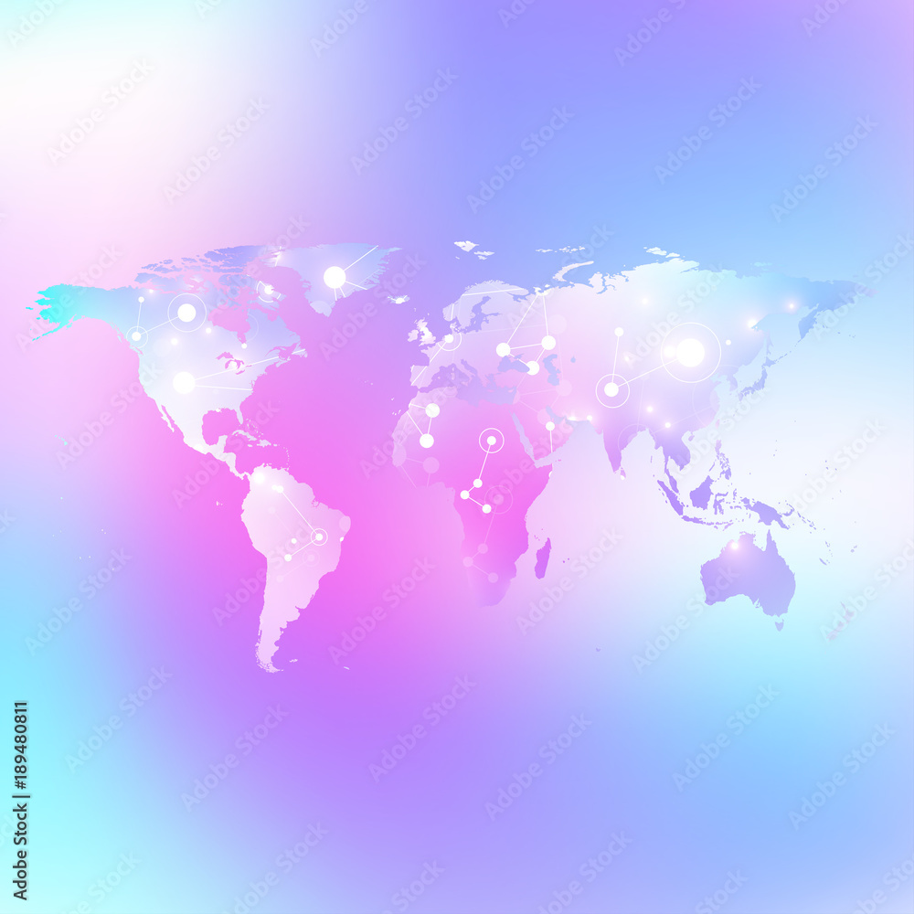 World map trendy liquid colors background. Global technology networking ...