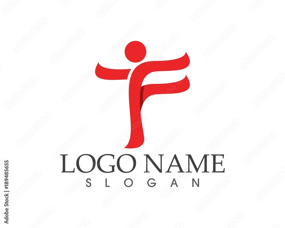 F letter people logo design template Stock Vector | Adobe Stock