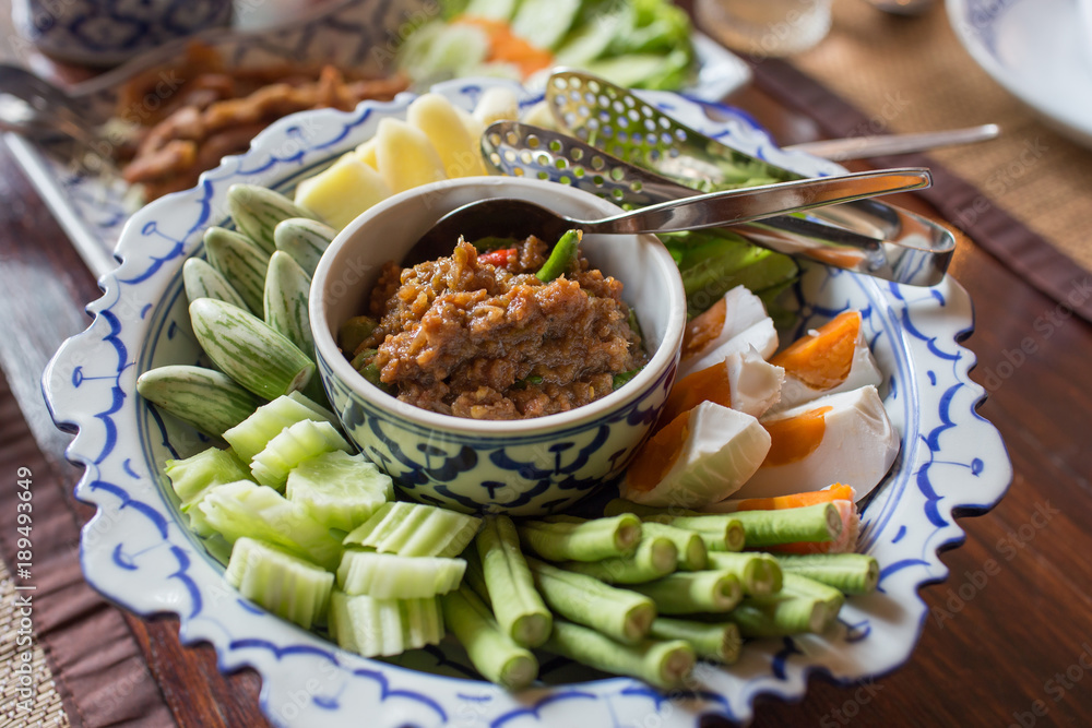 Thai food name Naam Phrik Lohng Reuua (Boat Embarking Chili Relish) is ...