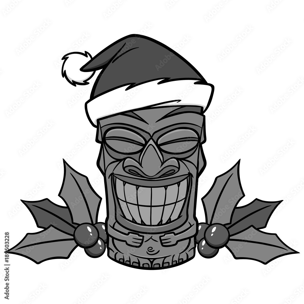 Christmas Tiki Illustration - A vector cartoon illustration of a Tiki ...