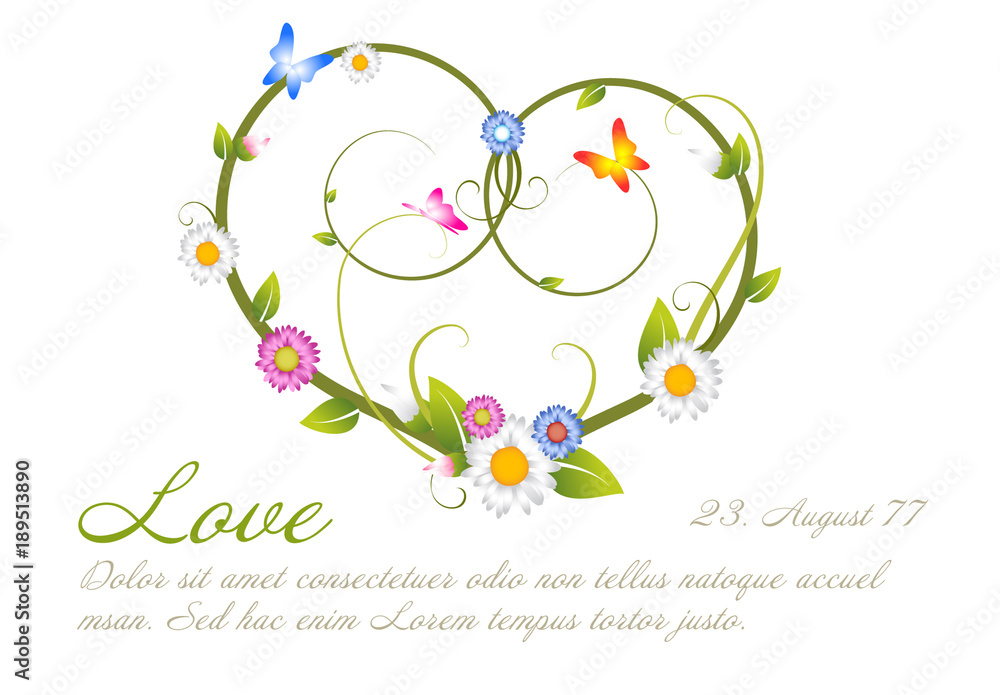Floral Heart Card Layout Stock Template | Adobe Stock