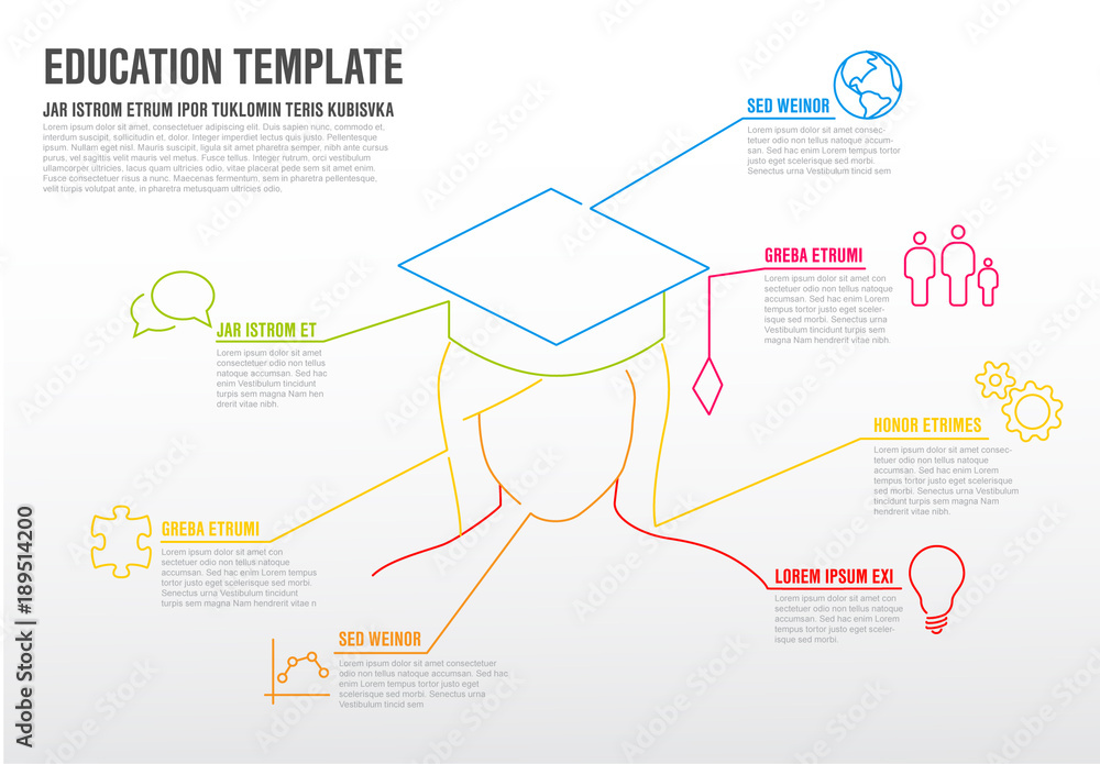Education Infographic with Graduate Outline Stock Template | Adobe Stock