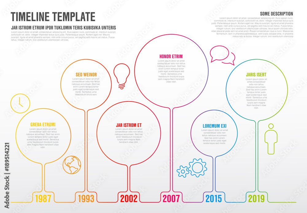 Rainbow Bubbles Timeline Infographic Stock Template | Adobe Stock
