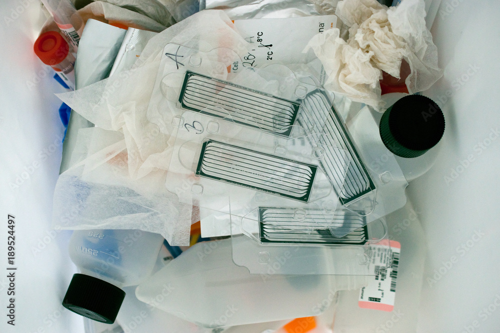 Laboratory plastic waste. Disposal and environmental pollution Stock ...