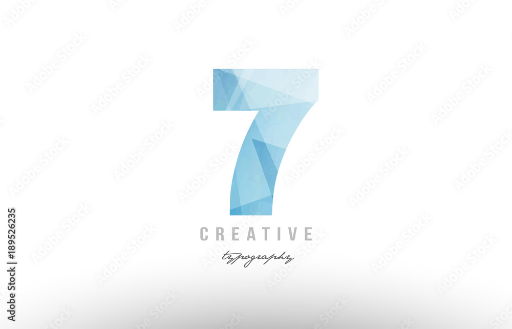 7 blue polygonal number logo icon design Stock Vector | Adobe Stock