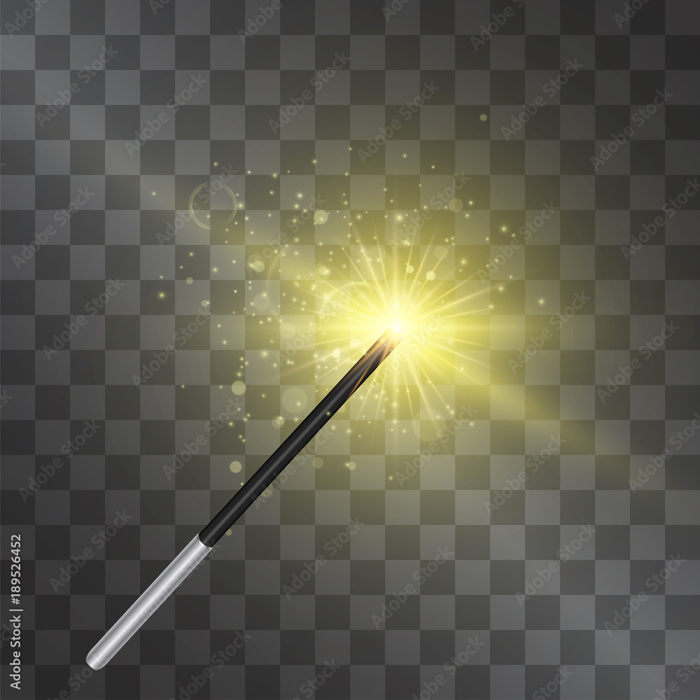 Magic wand. Vector isolated on transparent background. Wizard outfit ...