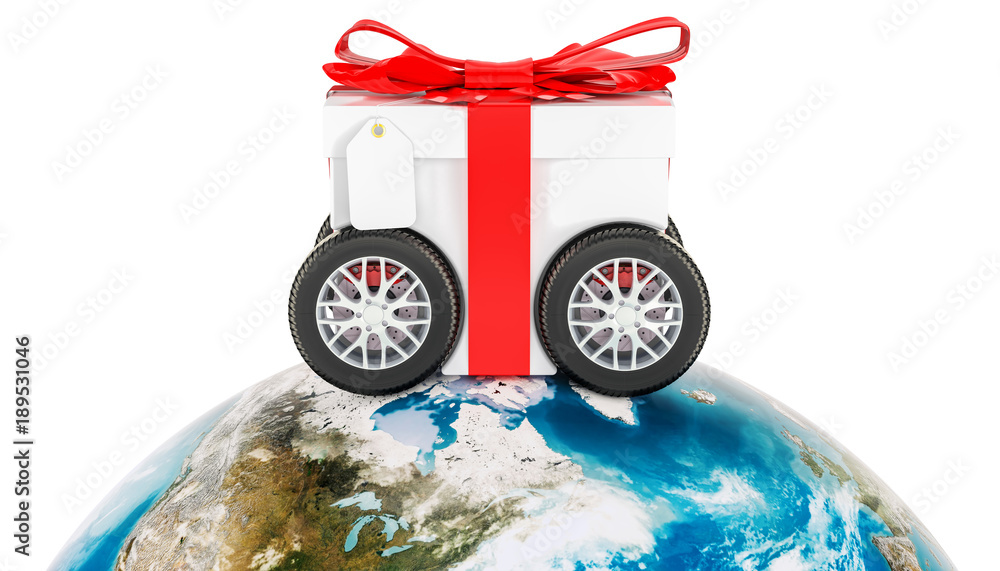 Worldwide gift delivery concept, 3D rendering Stock Illustration ...