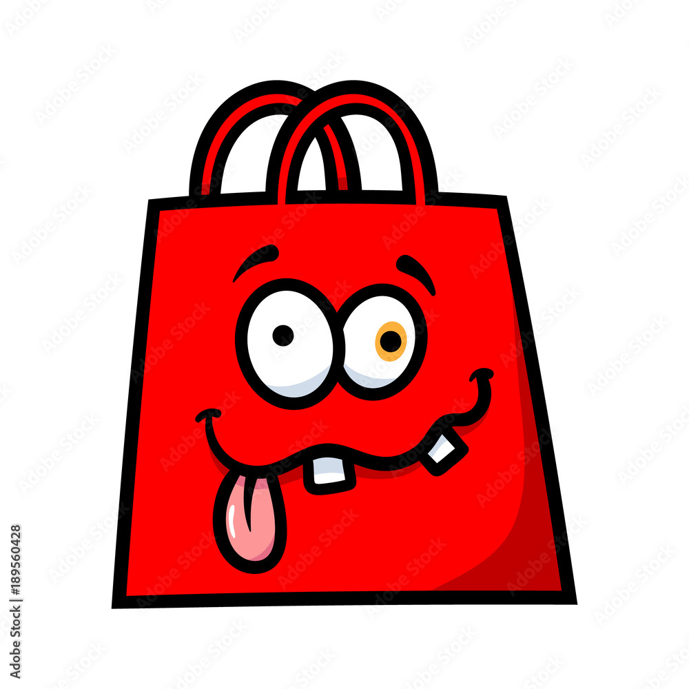 Cartoon Crazy Shopping Bag Character Stock Vector | Adobe Stock