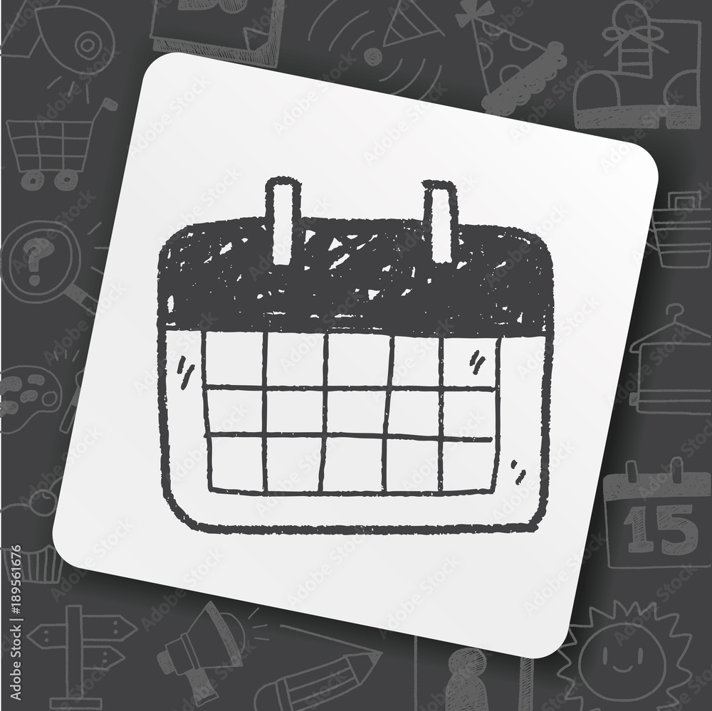 Monthly calendar doodle drawing Stock Vector | Adobe Stock