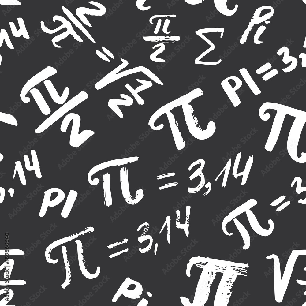 Pi symbol seamless pattern vector illustration. Hand drawn sketched ...