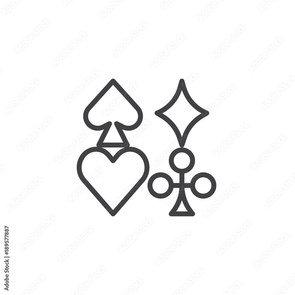 Card suits line icon, outline vector sign, linear style pictogram ...