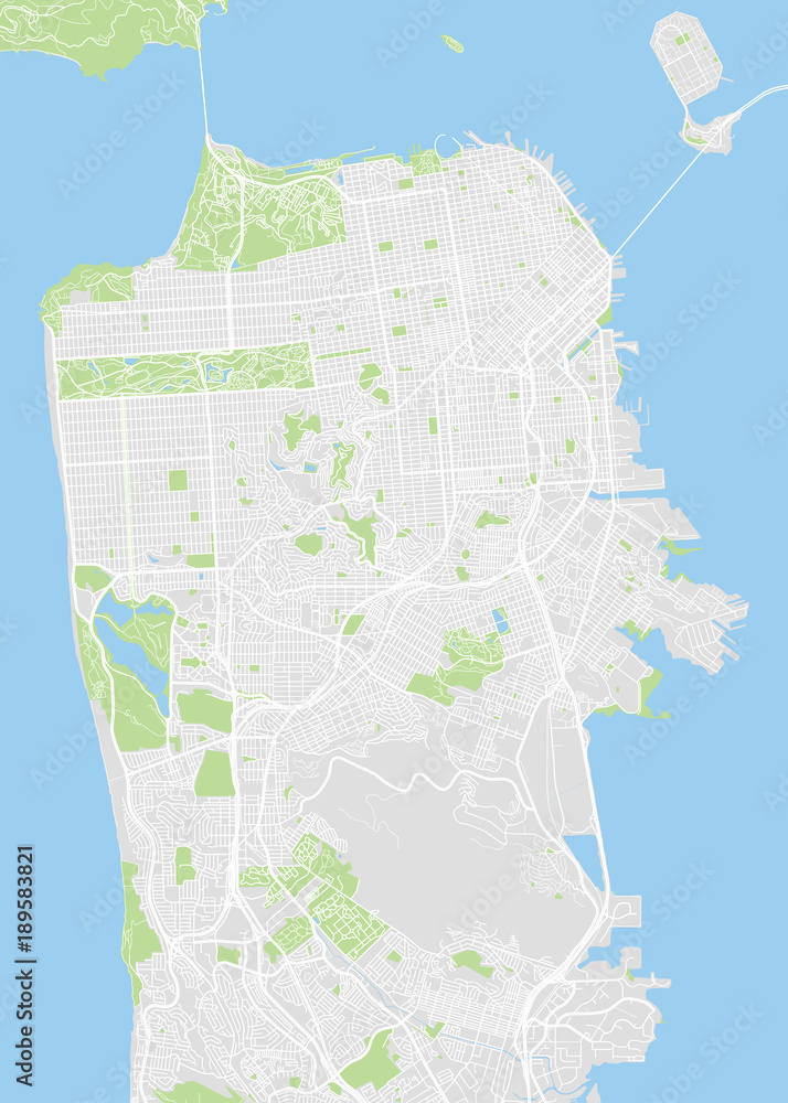 San Francisco colored vector map Stock Vector | Adobe Stock